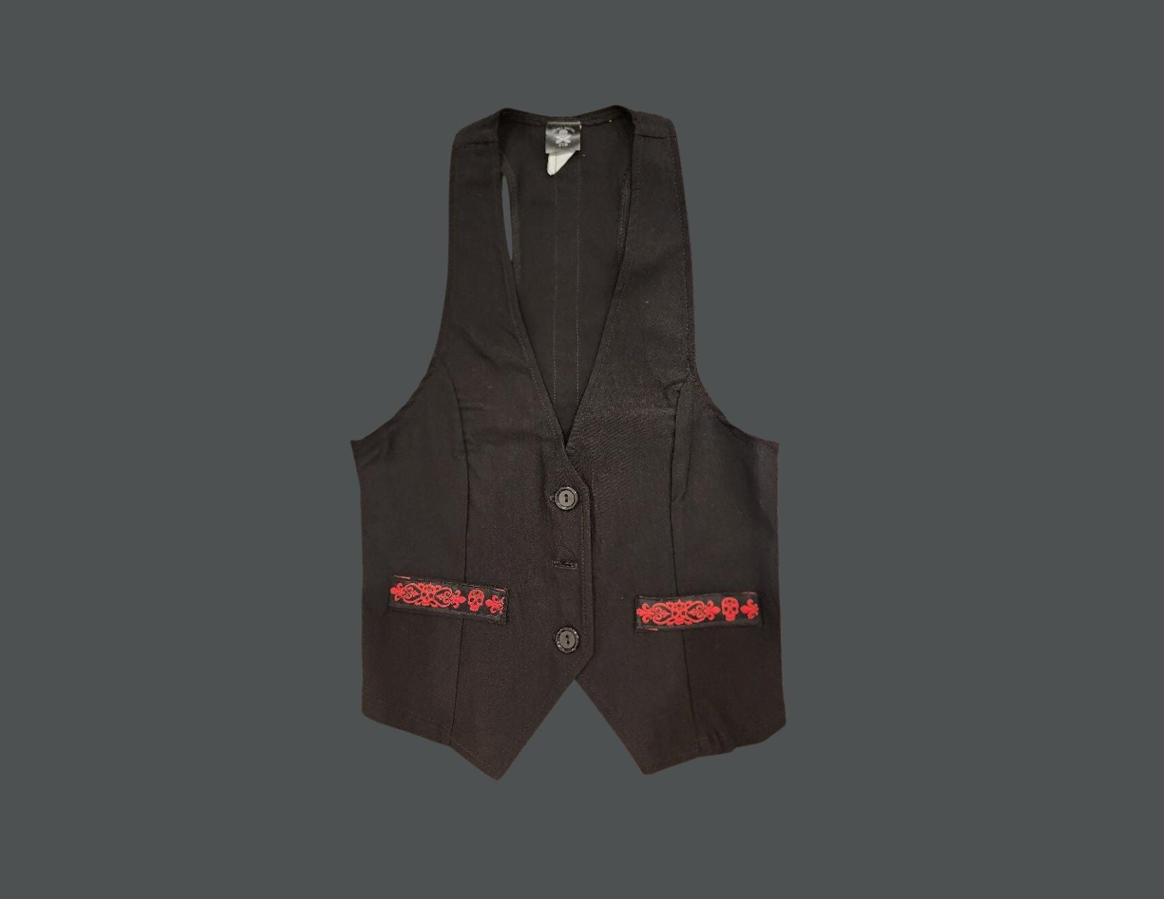 Red Skull Black Women's Tuxedo Black Vest – Heavy Metal Zen