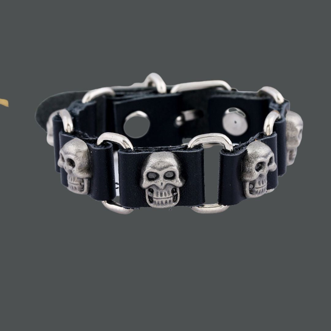 Slayer Cowhide Skull Adjustable Unisex Bracelet – Heavy Metal Zen